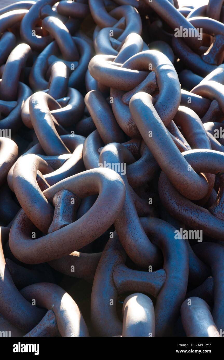 Close up of the heavy ship chain Stock Photo - Alamy