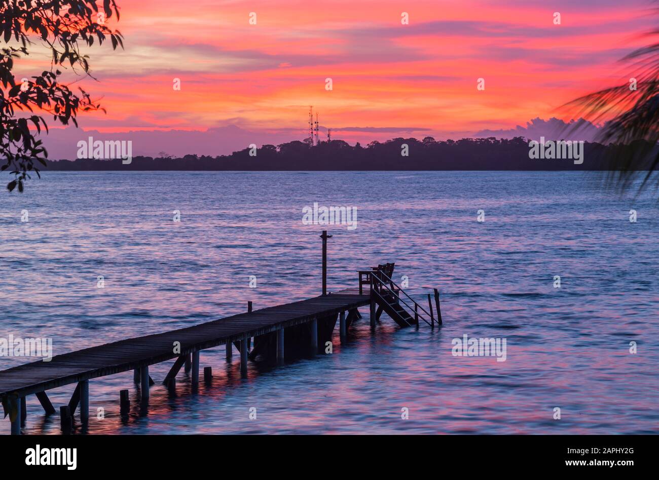 pacific sunset at the sea, Panama Stock Photo - Alamy