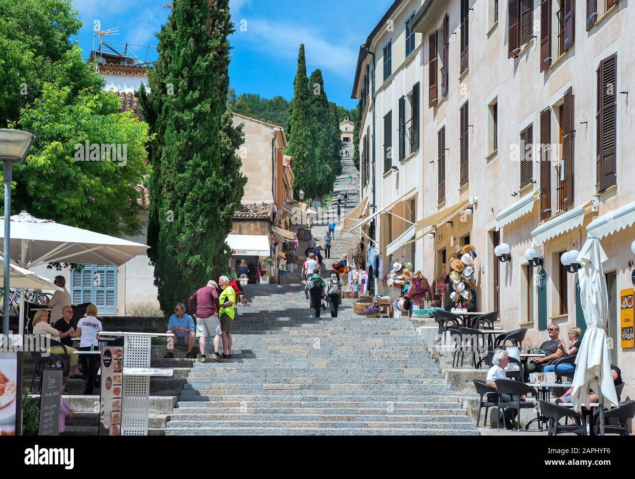 Calvari Steps, Pollenca Town Centre, Mallorca, Balearics, Spain Stock ...