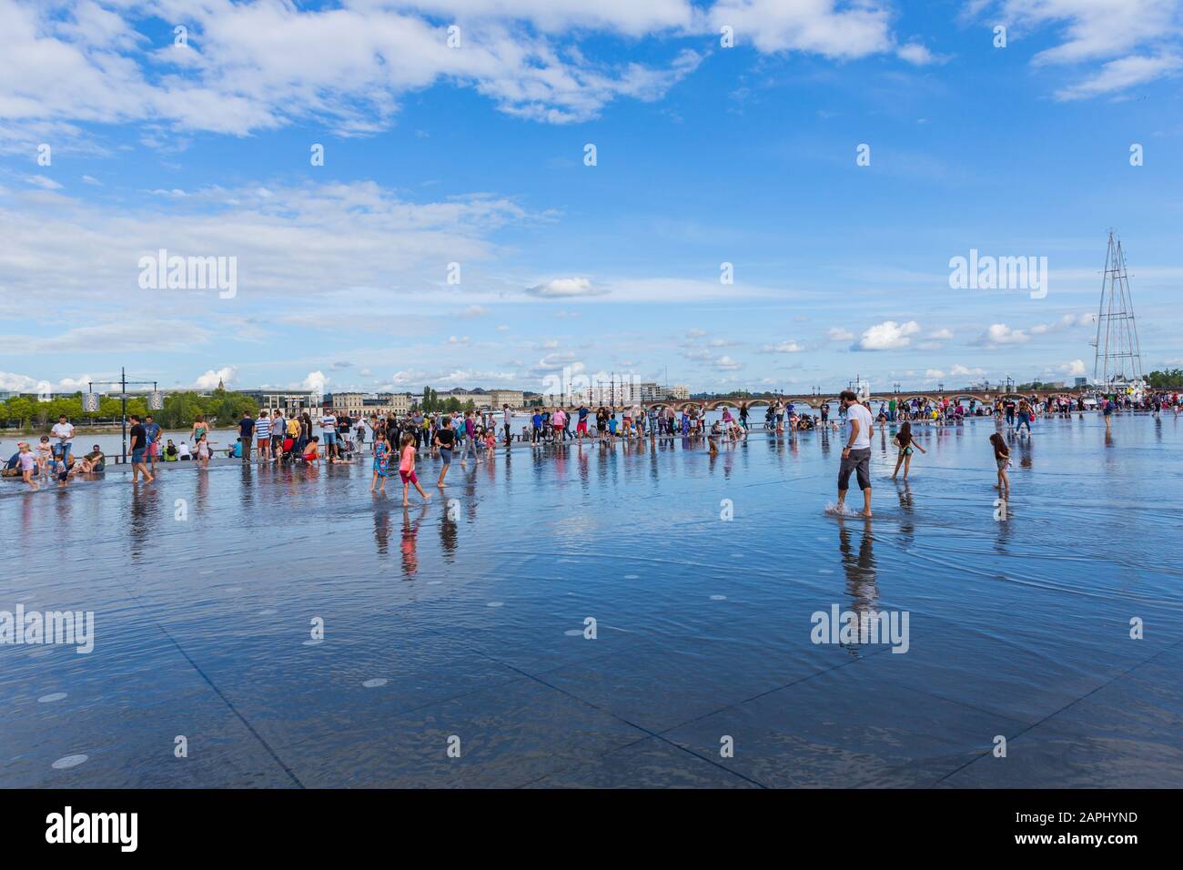 BORDEAUX, FRANCE - AUGUST 11: The Famous Bordeaux water mirror full of ...