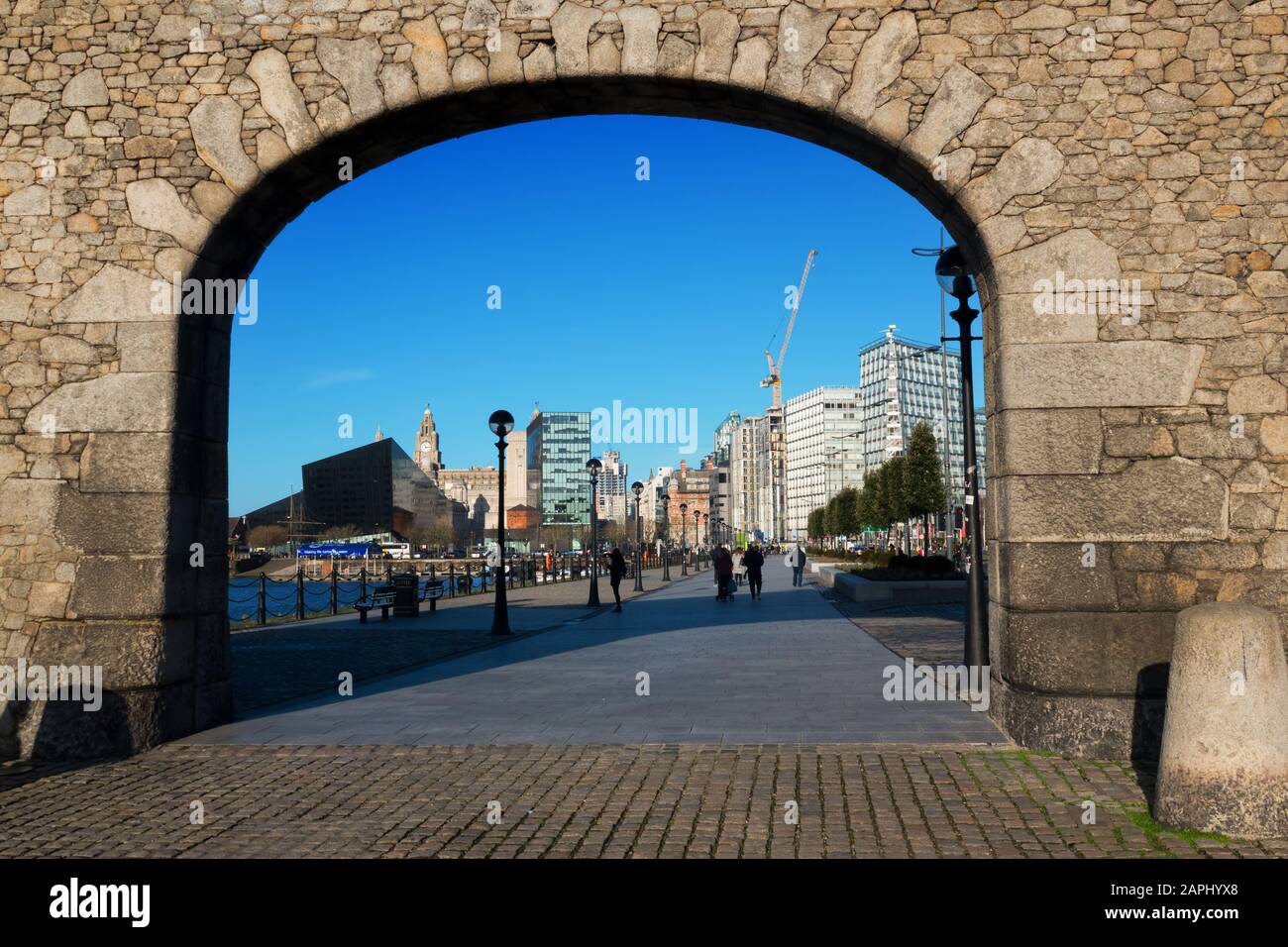 Looking through the granite stone gable and arch at the Royal Albert ...