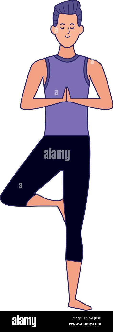 cartoon man practicing yoga Stock Vector Image & Art - Alamy