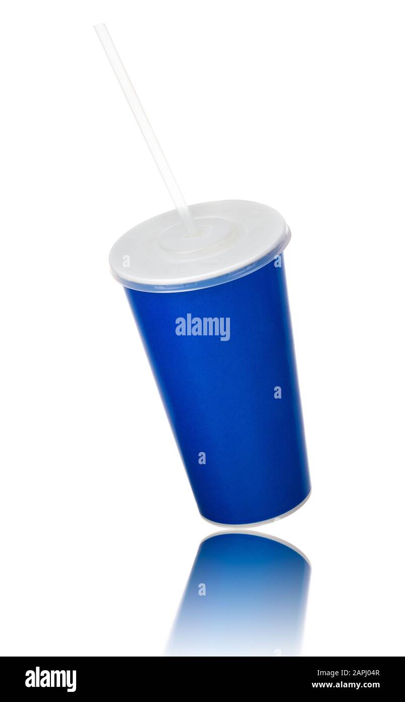 Blue cup with cap and tube isolated on white background Stock Photo - Alamy