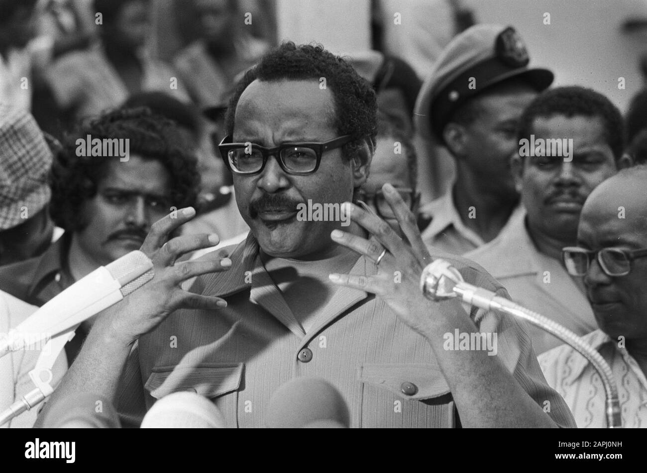 The Surinamese premier Henck Arron gives a speech Date: April 1, 1975 ...
