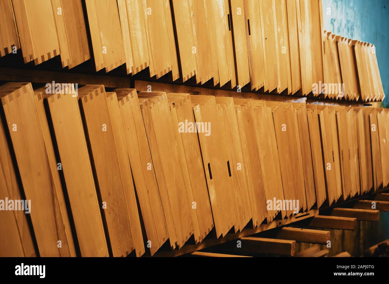Wooden boxes stacked in a carpentry workshop Stock Photo - Alamy