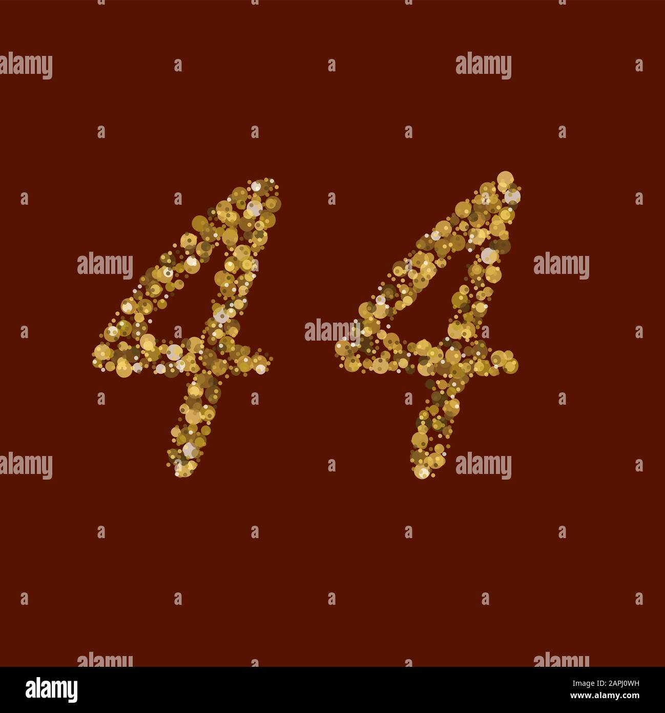 44 golden glitter number. Cool latin alphabet. Liquid gold idea ...