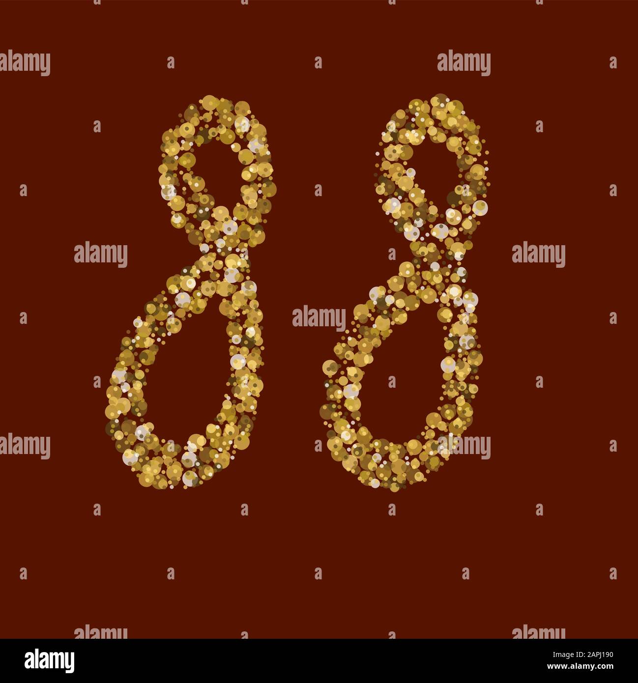 Funny gold design. 88 golden glitter number. Clean latin alphabet ...