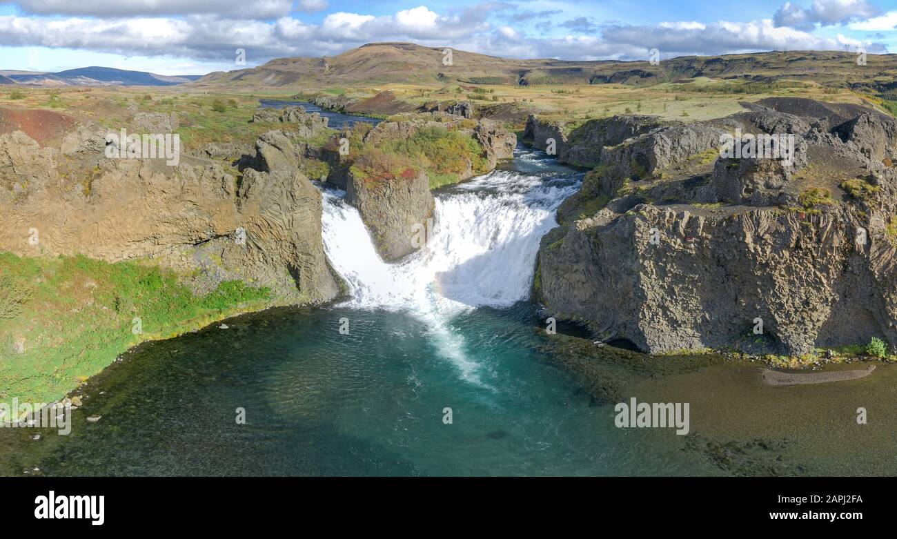 Flying drone over waterfall hi-res stock photography and images - Alamy