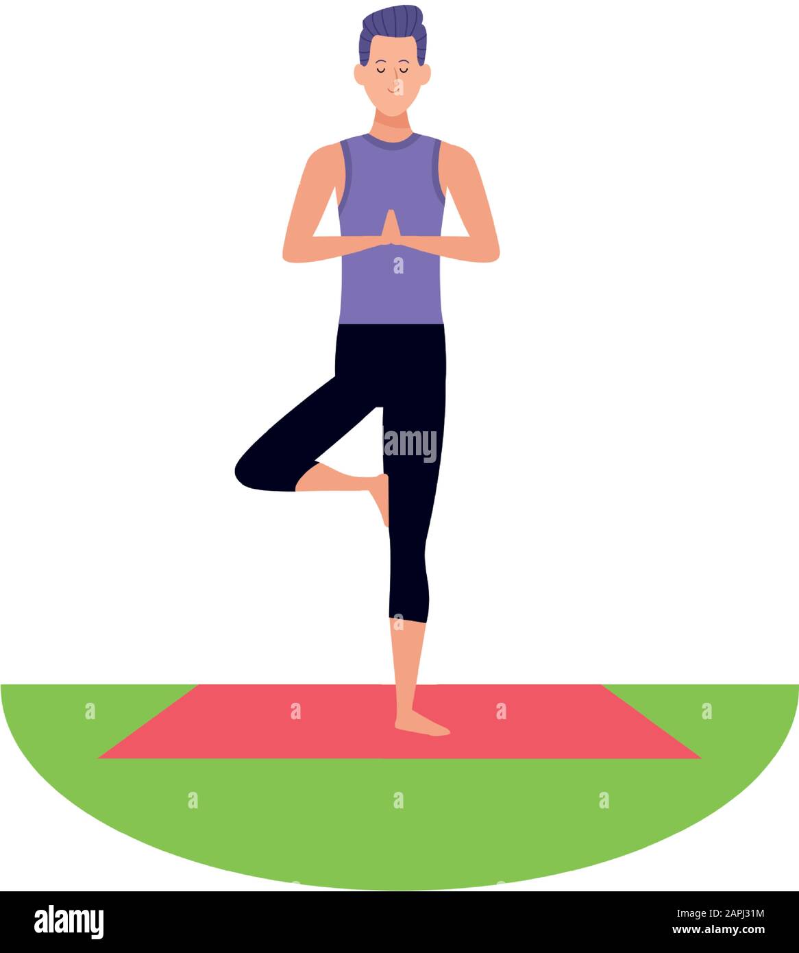 cartoon man doing yoga on mat, colorful design Stock Vector Image & Art ...