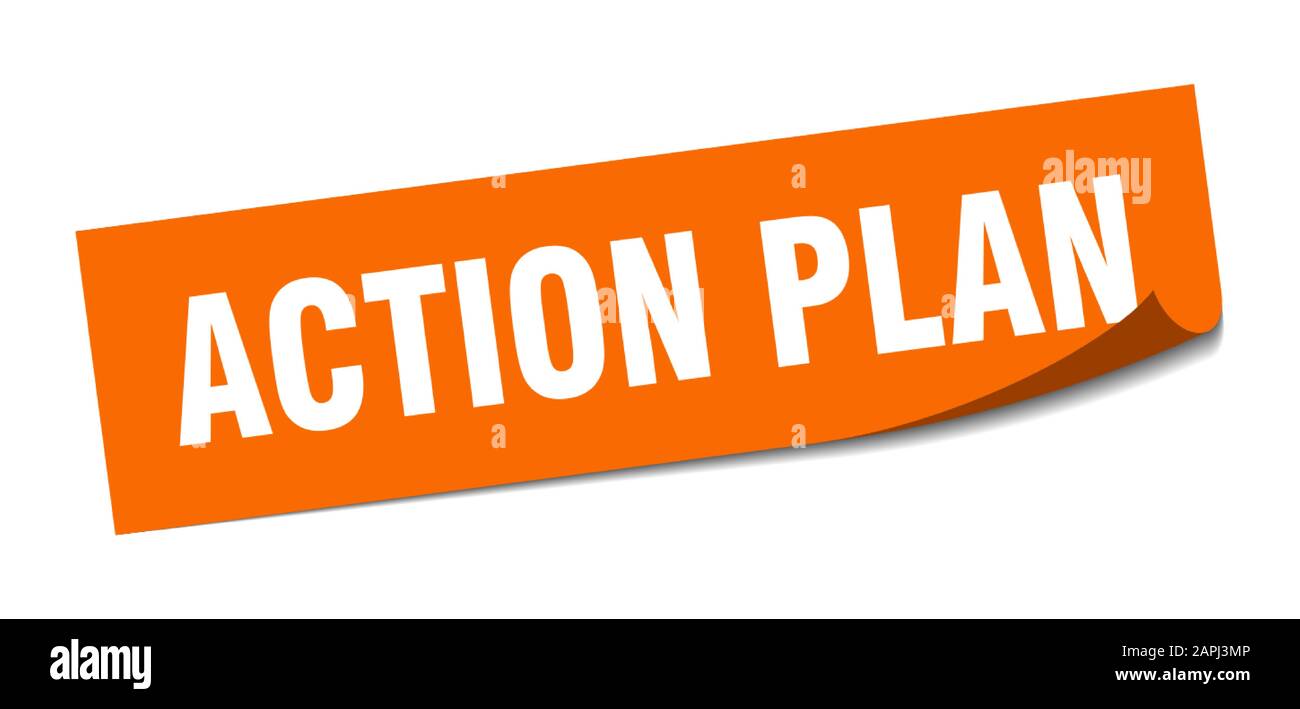 action plan sticker. action plan square sign. action plan. peeler Stock ...