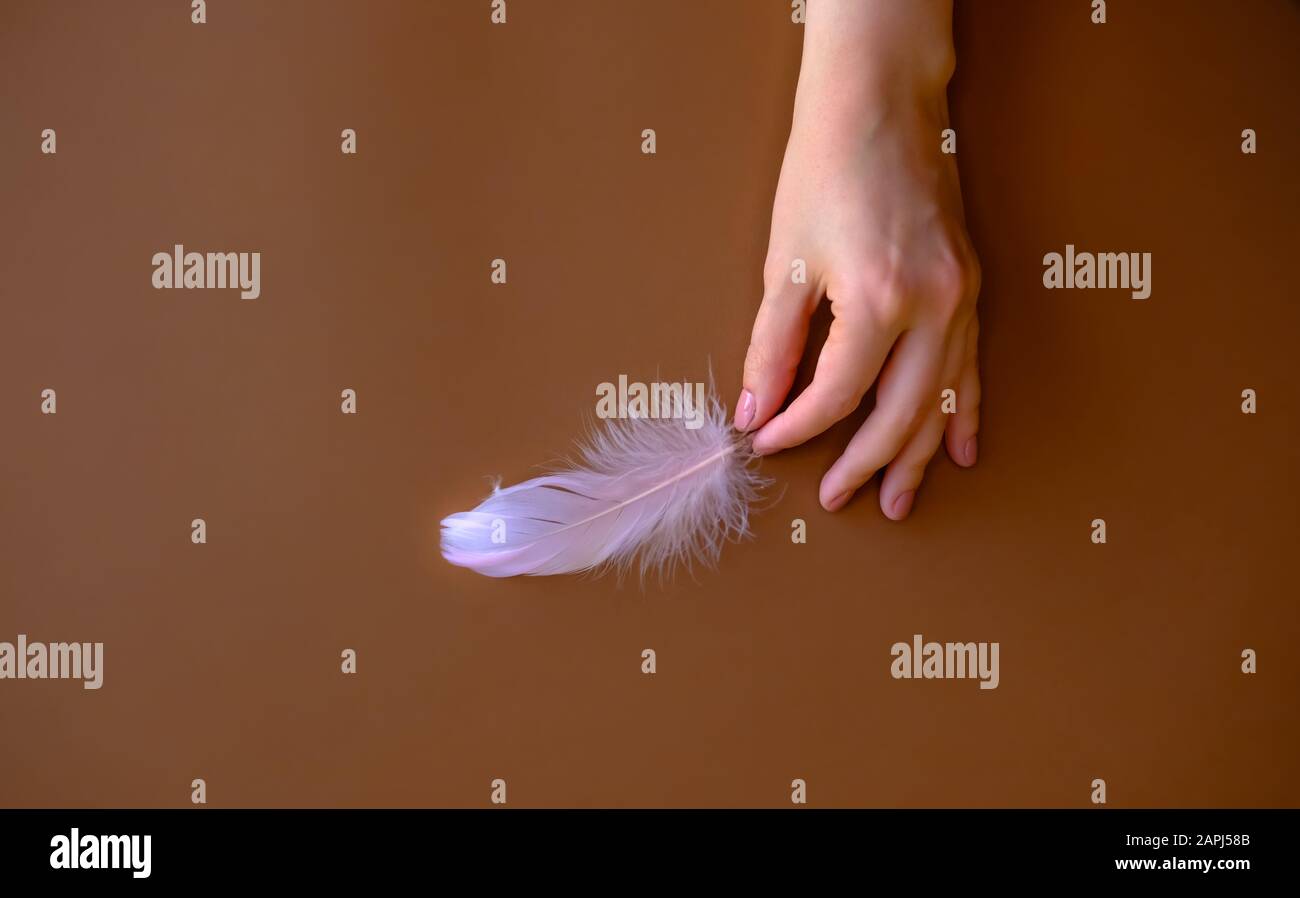 Woman feather blowing hi-res stock photography and images - Alamy