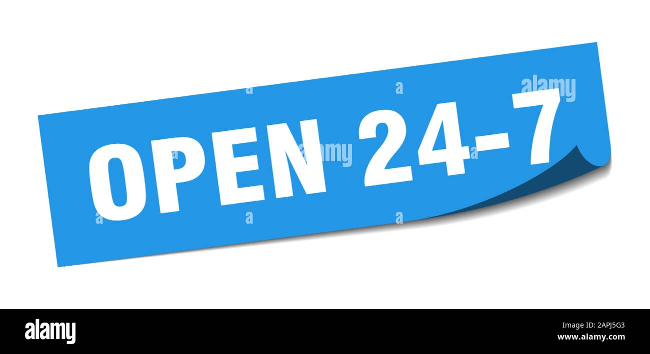 open 24 7 sticker. open 24 7 square sign. open 24 7. peeler Stock ...