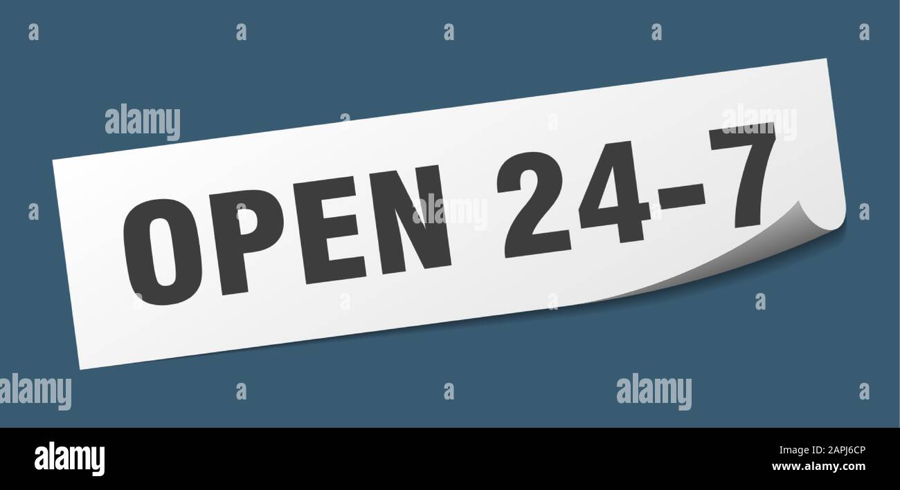 open 24 7 sticker. open 24 7 square sign. open 24 7. peeler Stock ...