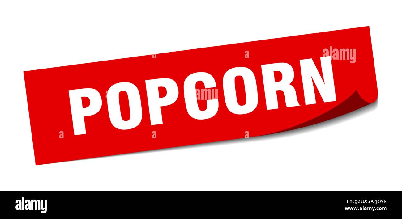 popcorn sticker. popcorn square sign. popcorn. peeler Stock Vector ...