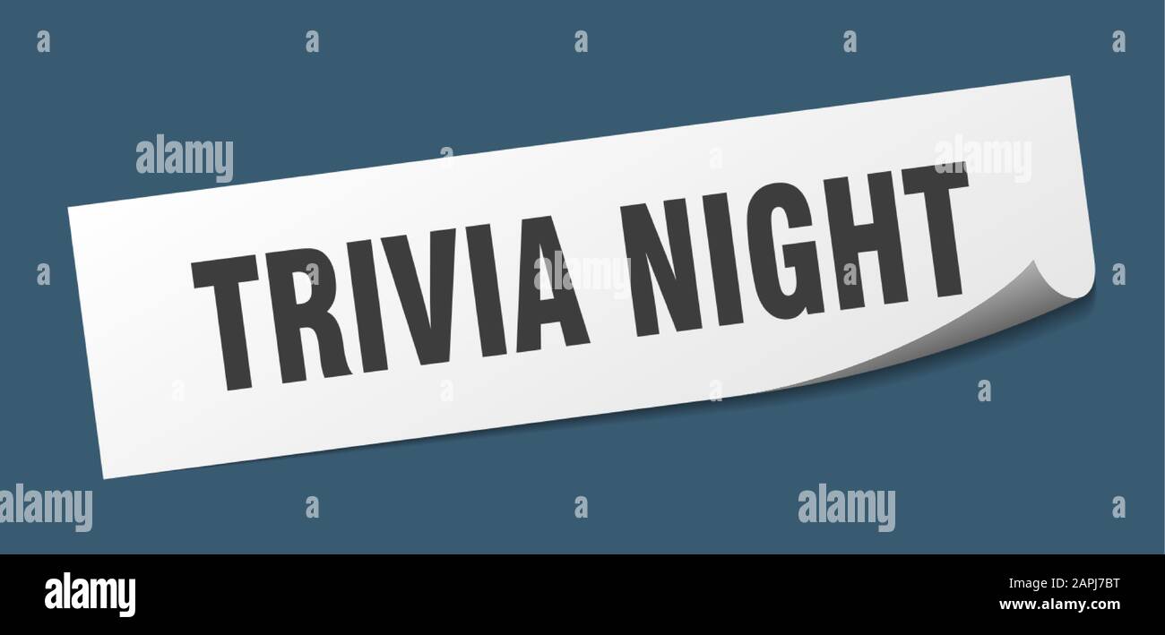 trivia night sticker. trivia night square sign. trivia night. peeler ...