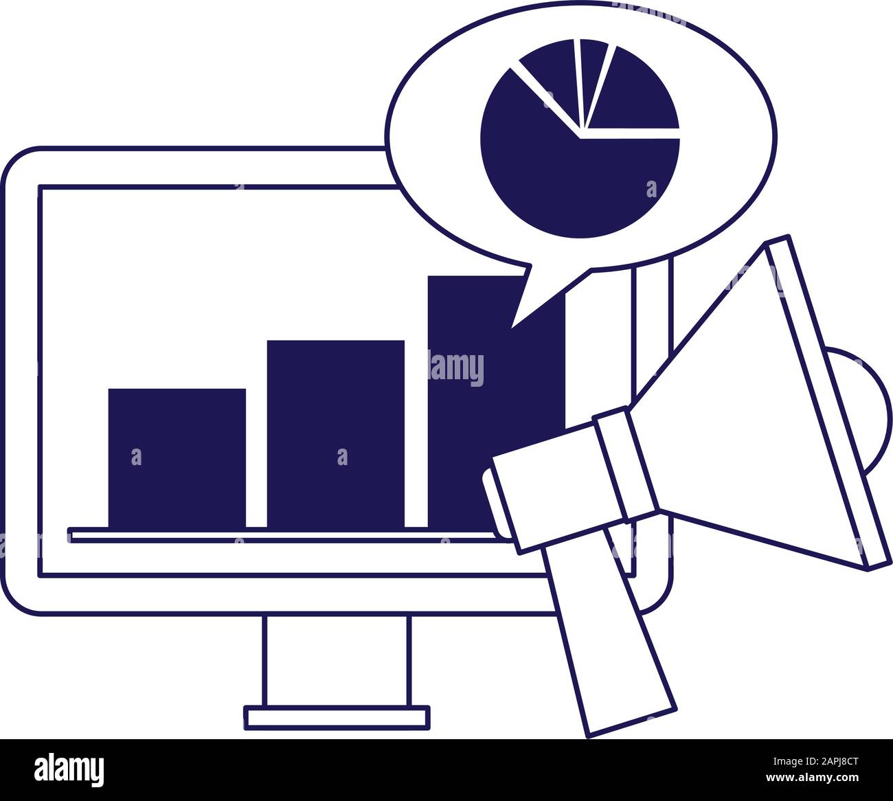 computer and megaphone icon, flat design Stock Vector Image & Art - Alamy