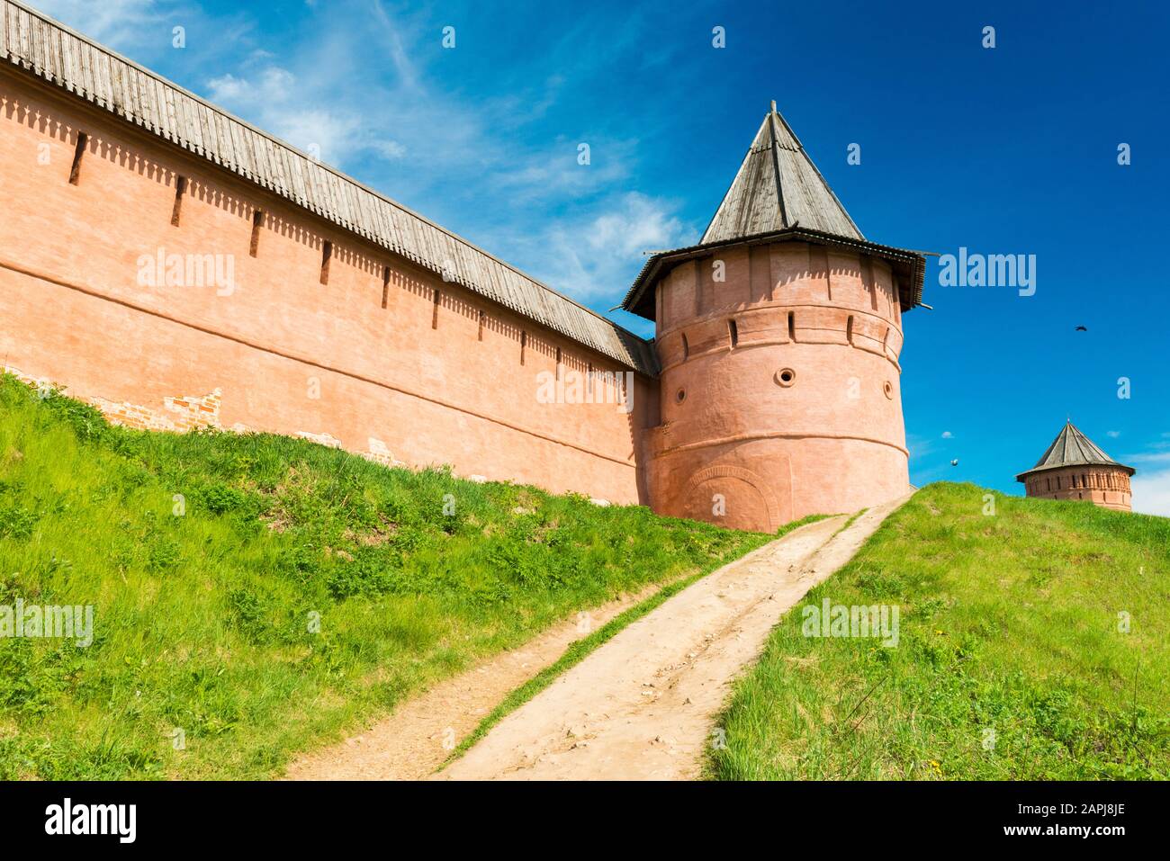 Suzdal - May 2018, Vladimir region, Russia: Ancient stone walls with ...