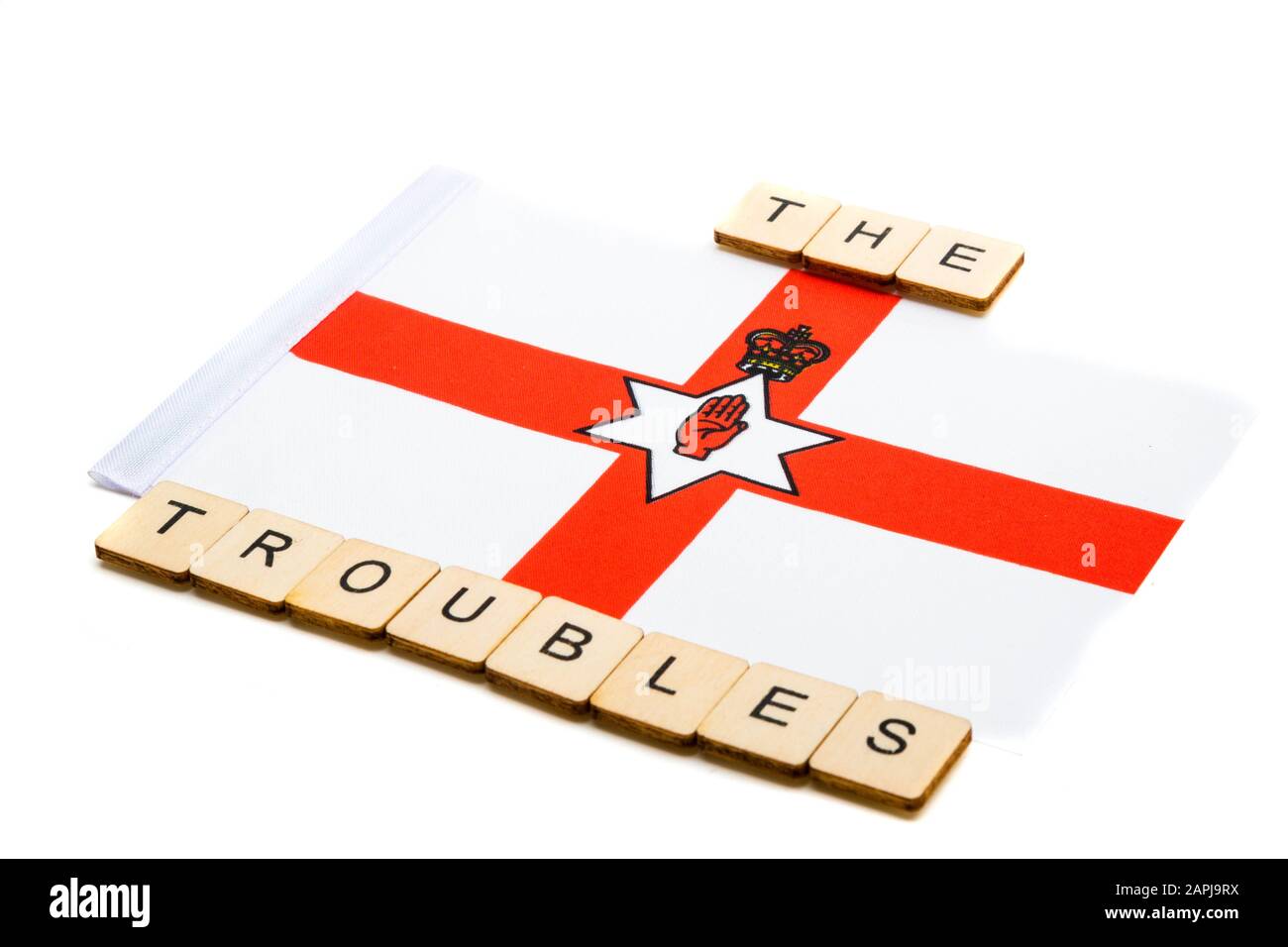The national flag of Northern Ireland on a white background with a sign ...