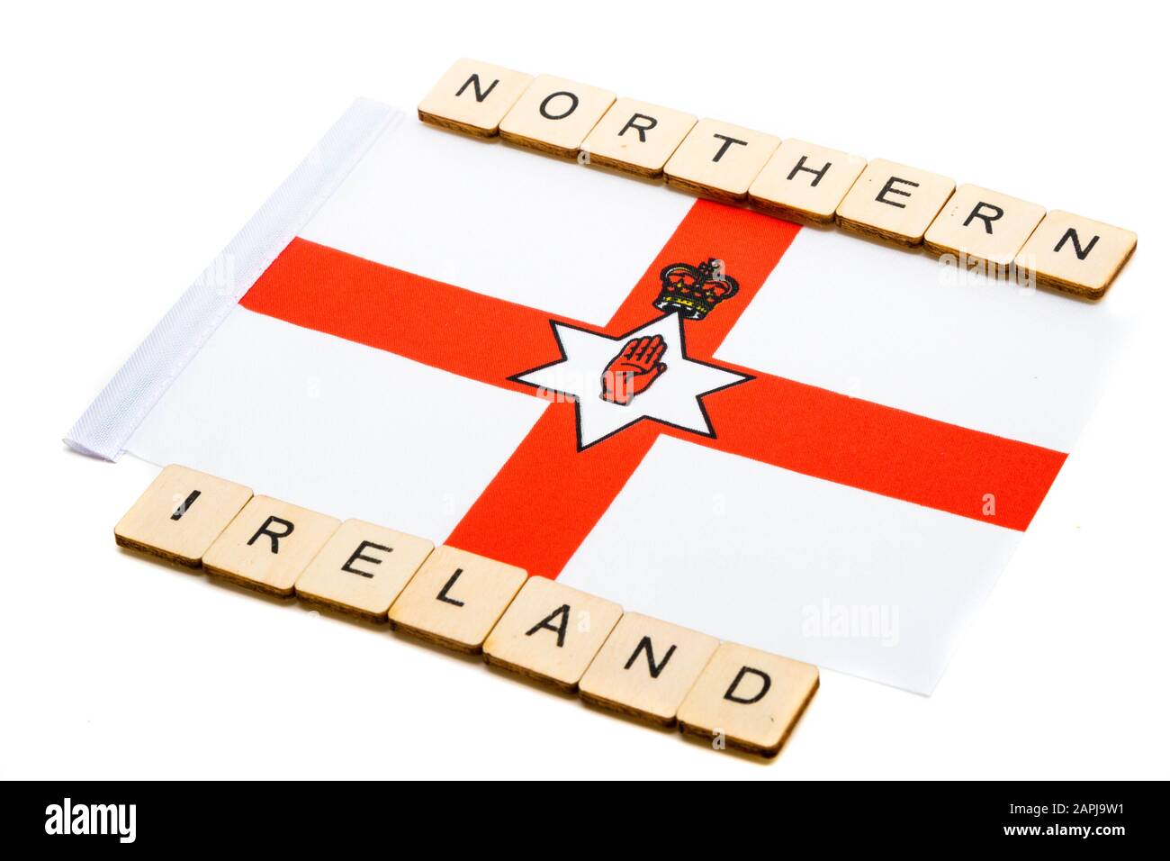 The national flag of Northern Ireland on a white background with a sign ...