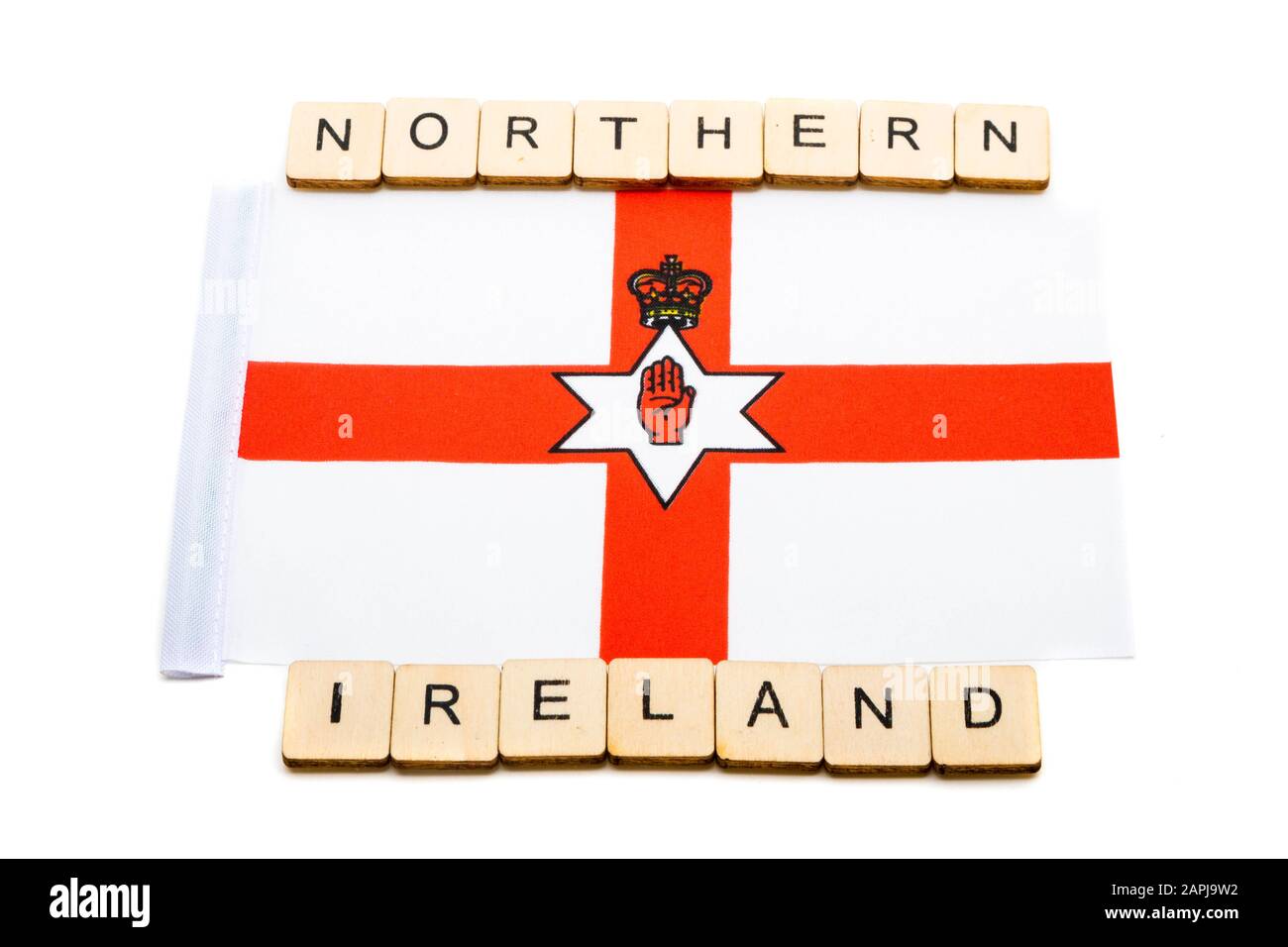 The national flag of Northern Ireland on a white background with a sign ...