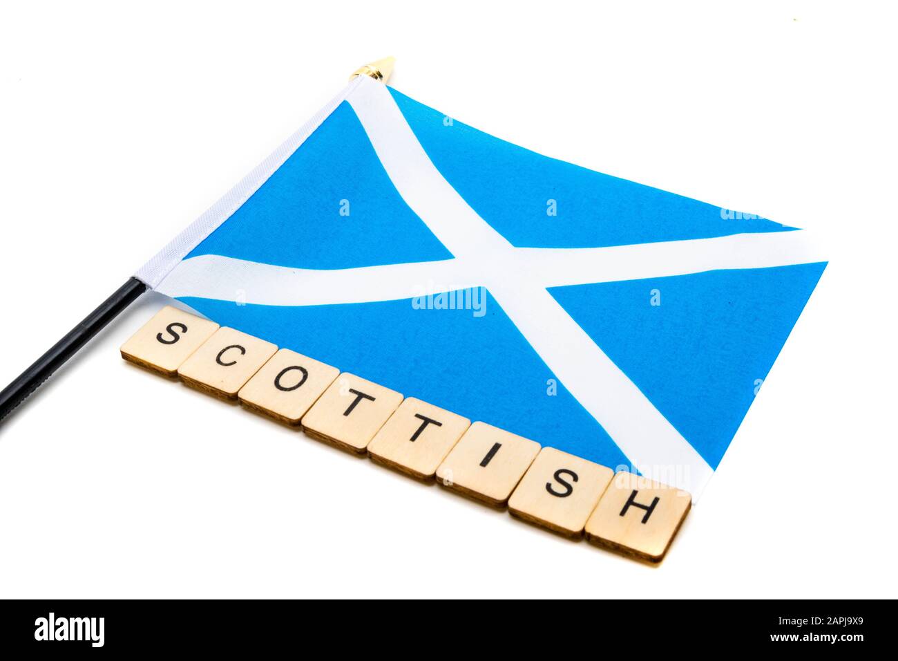 The national flag of Scotland, the Saltaire or cross of St Andrews on a ...