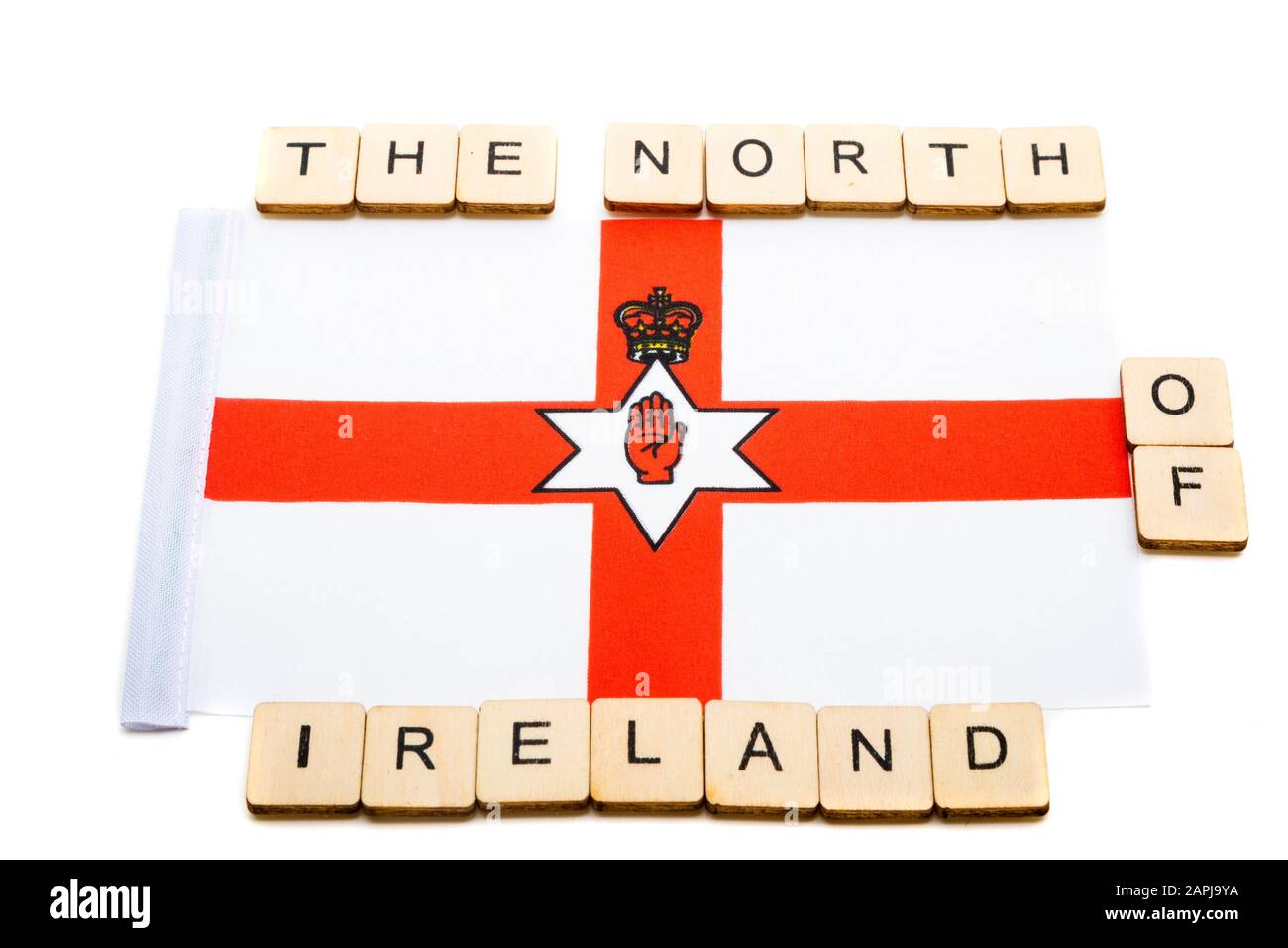 The national flag of Northern Ireland on a white background with a sign ...