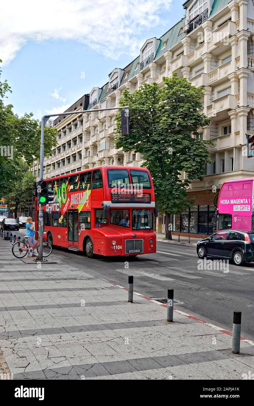 Double-decker bus;Skopje;Northern Macedonia Stock Photo - Alamy