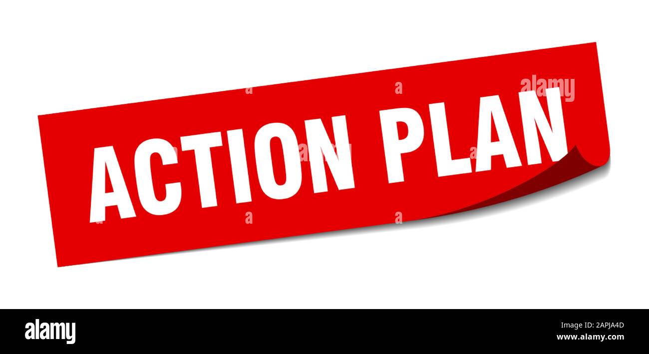 action plan sticker. action plan square sign. action plan. peeler Stock ...