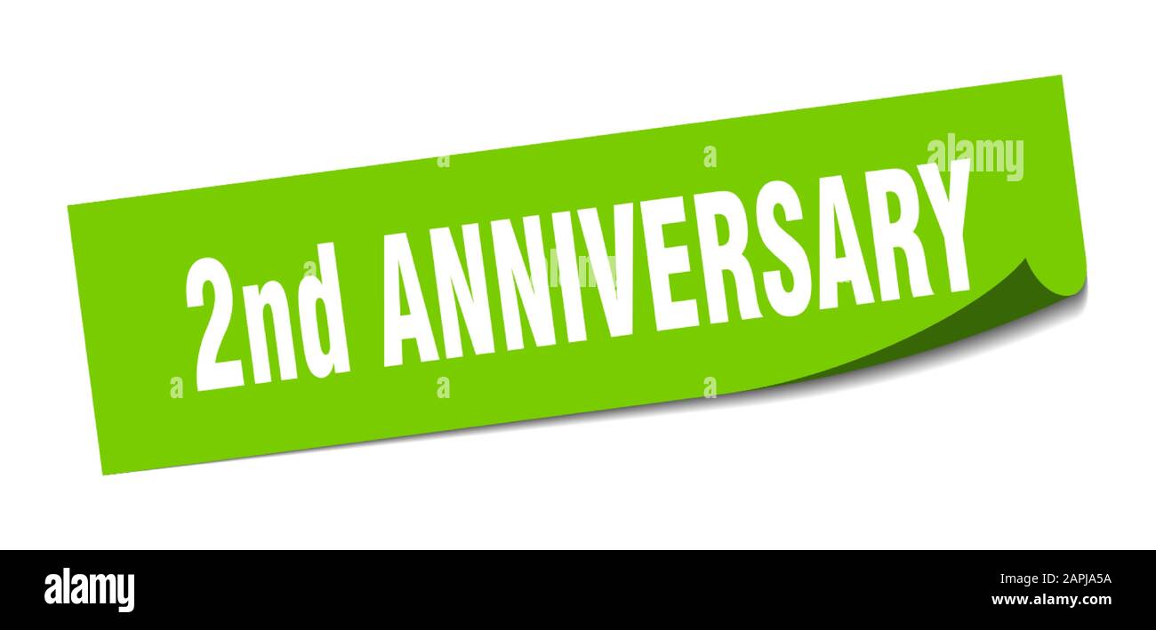 2nd anniversary sticker. 2nd anniversary square sign. 2nd anniversary ...