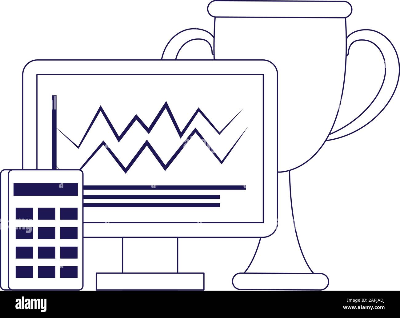 trophy cup with computer and calculator, flat design Stock Vector Image ...