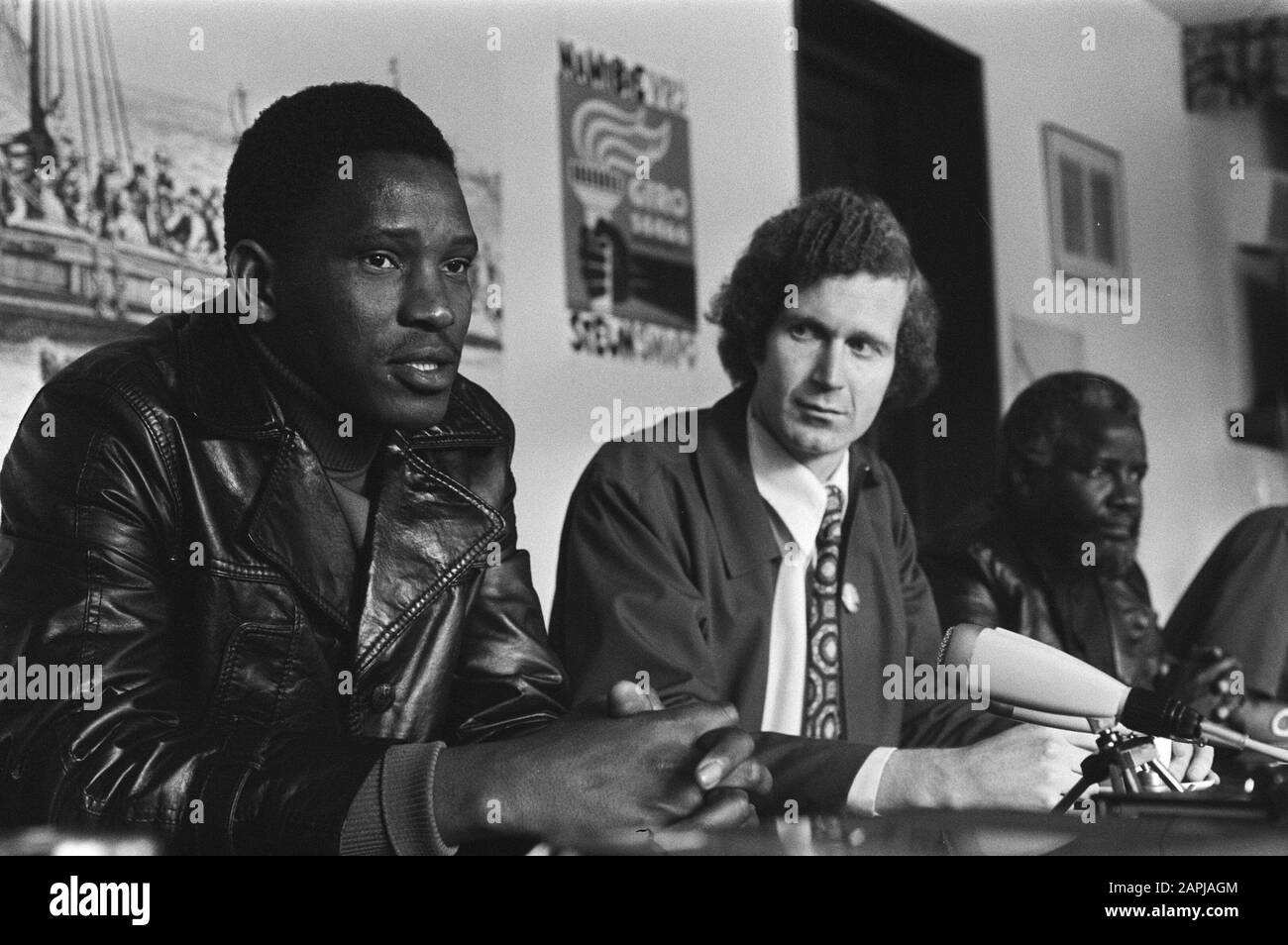 Delegation SWAPO in the Netherlands, during press conf: v.l.n.r ...
