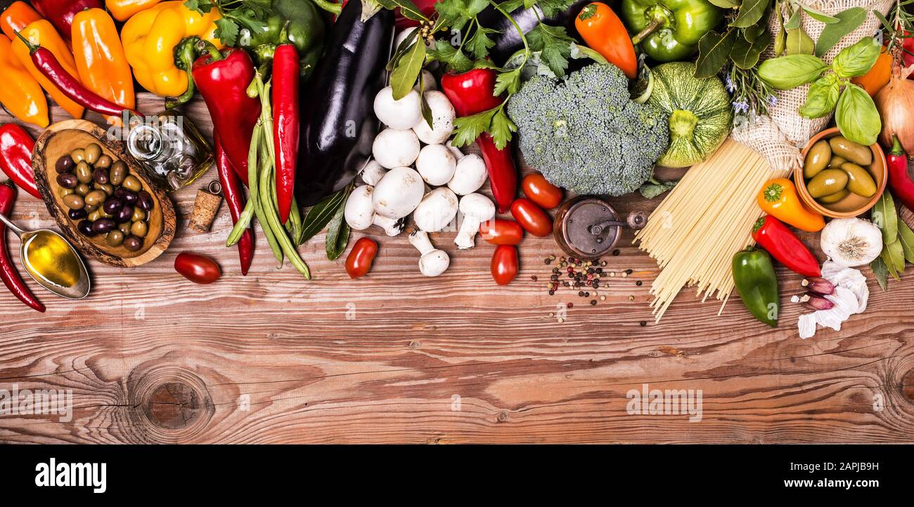 colors and flavors of different types of vegetables, pasta and ...