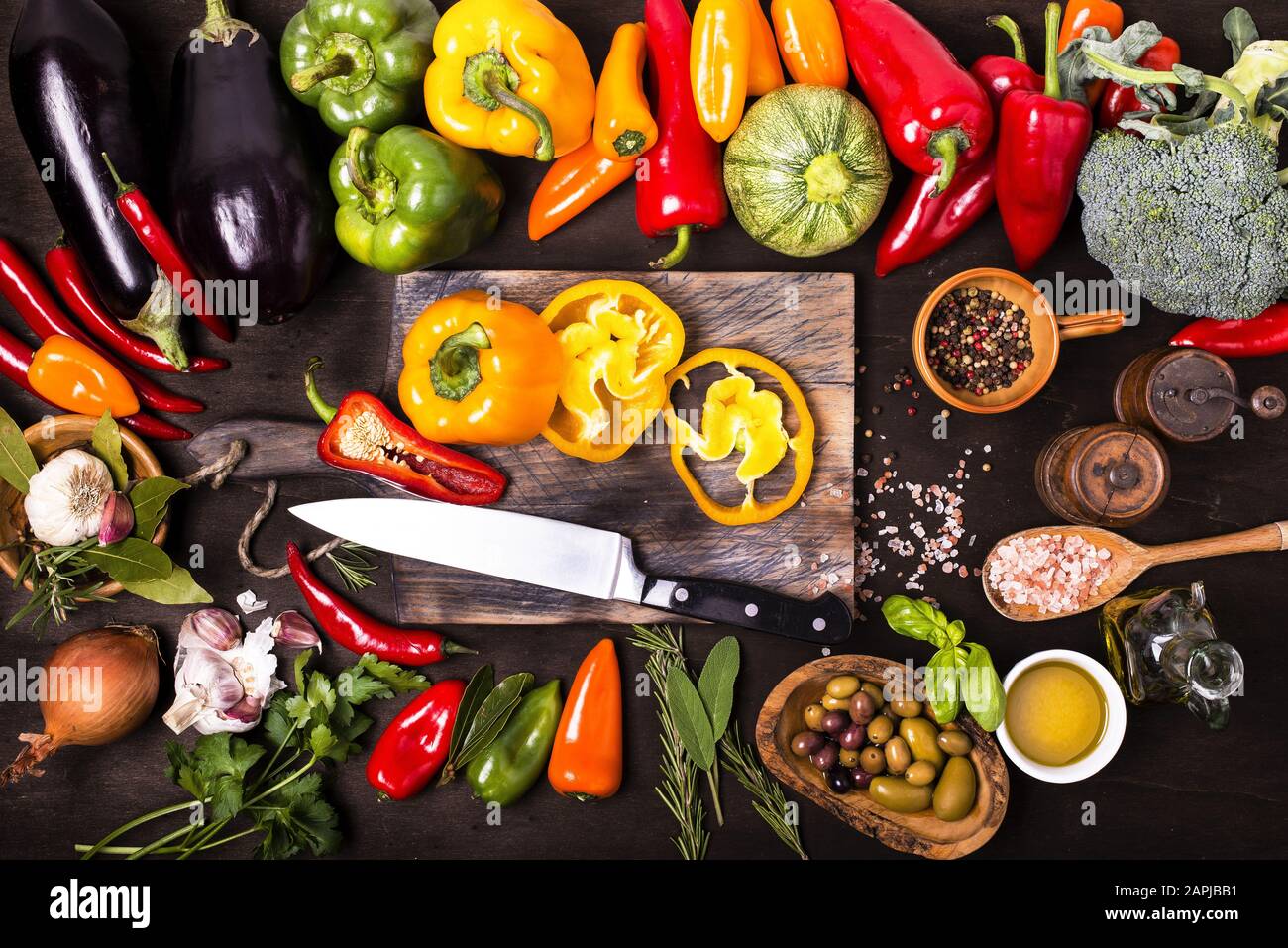 colors and flavors of different types of vegetables and ingredients on ...