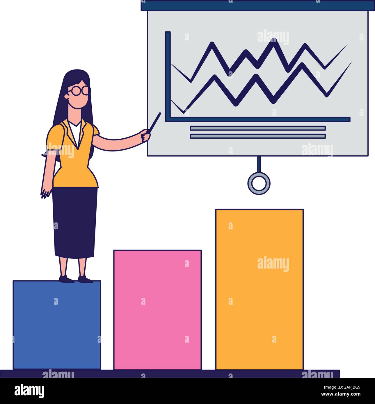 Businesswoman pointing board Stock Vector Images - Alamy