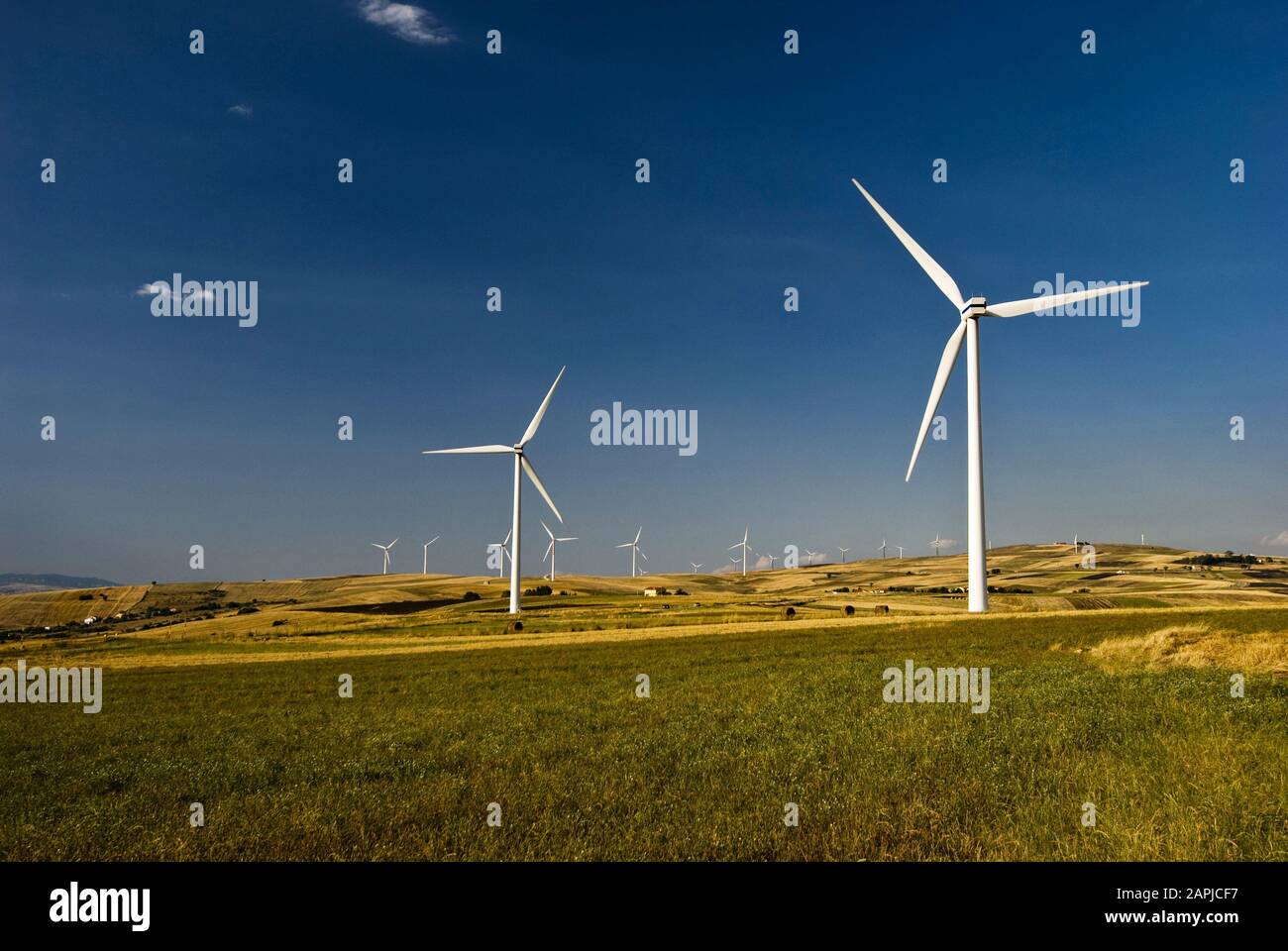 rural landscape with wind turbines Stock Photo - Alamy