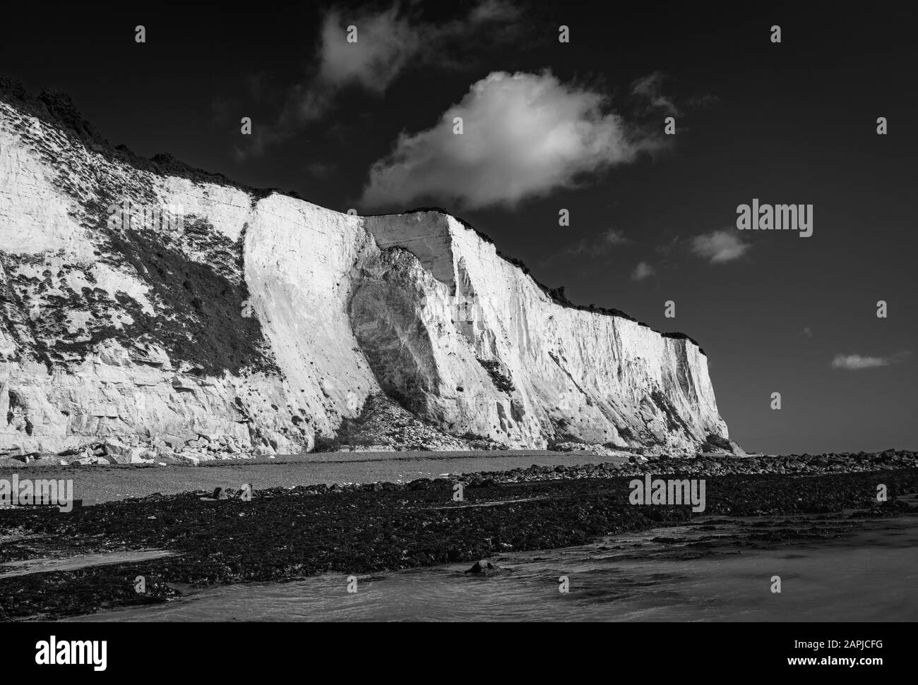White Cliffs of Dover in monochrome Stock Photo - Alamy