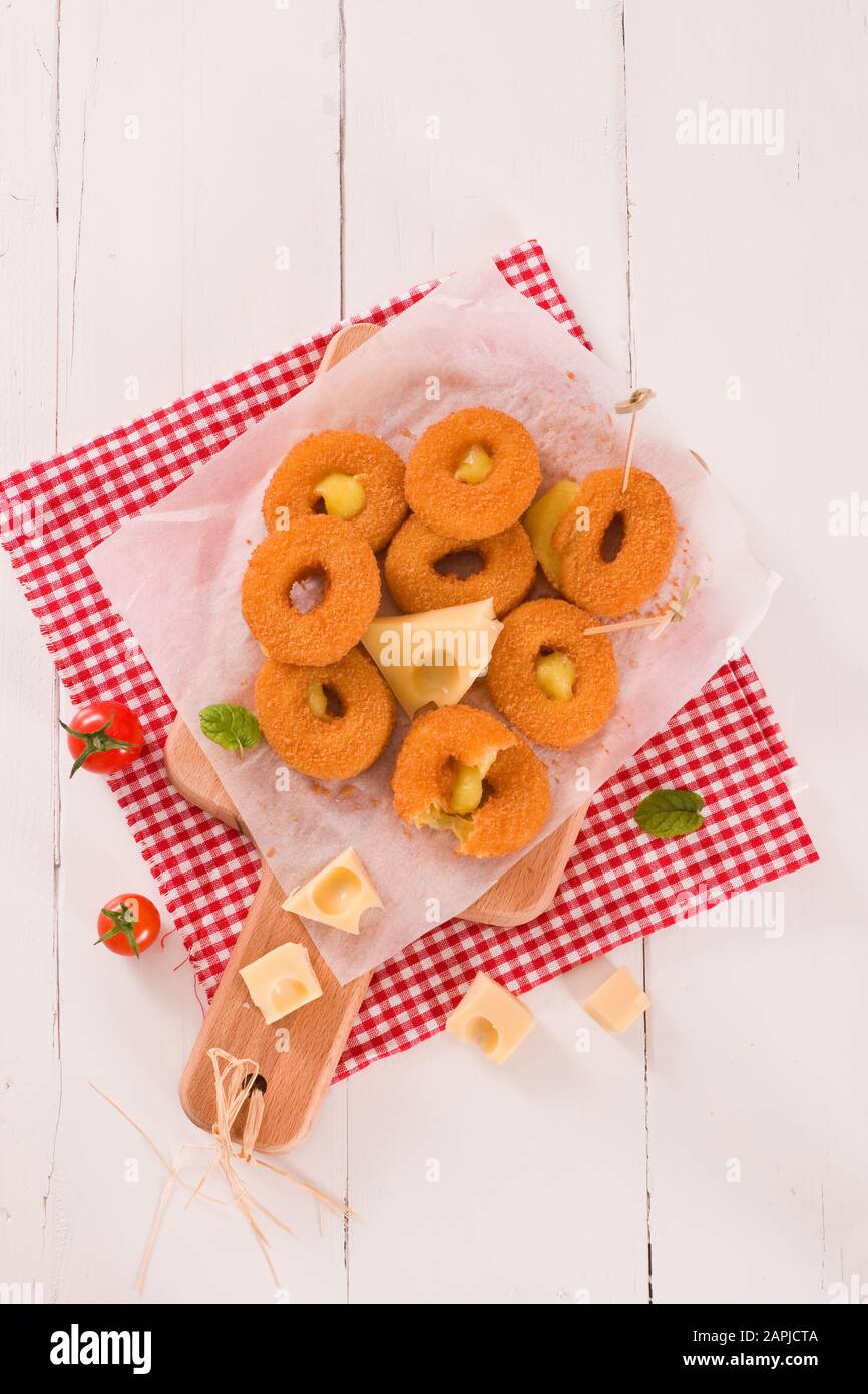 Fried cheese ring Stock Photo - Alamy