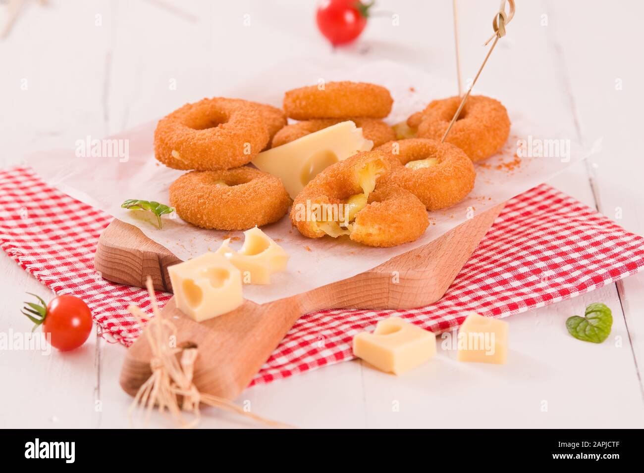 Fried cheese ring Stock Photo - Alamy
