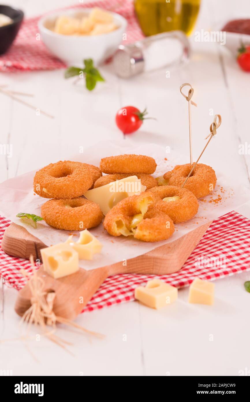 Fried cheese ring Stock Photo - Alamy