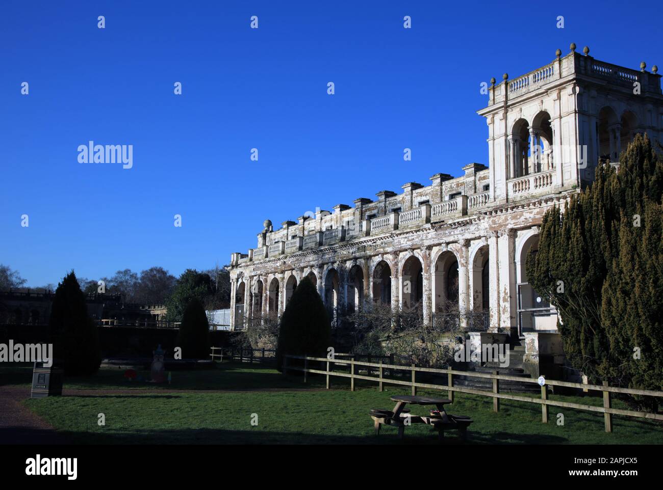 The remains of derelict Trentham hall on the Trentham estate, Stoke on ...