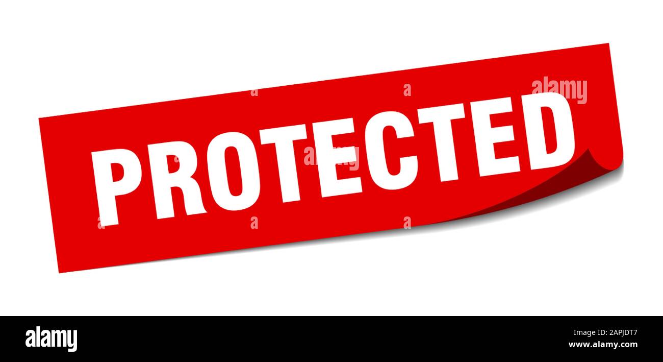 protected sticker. protected square sign. protected. peeler Stock ...