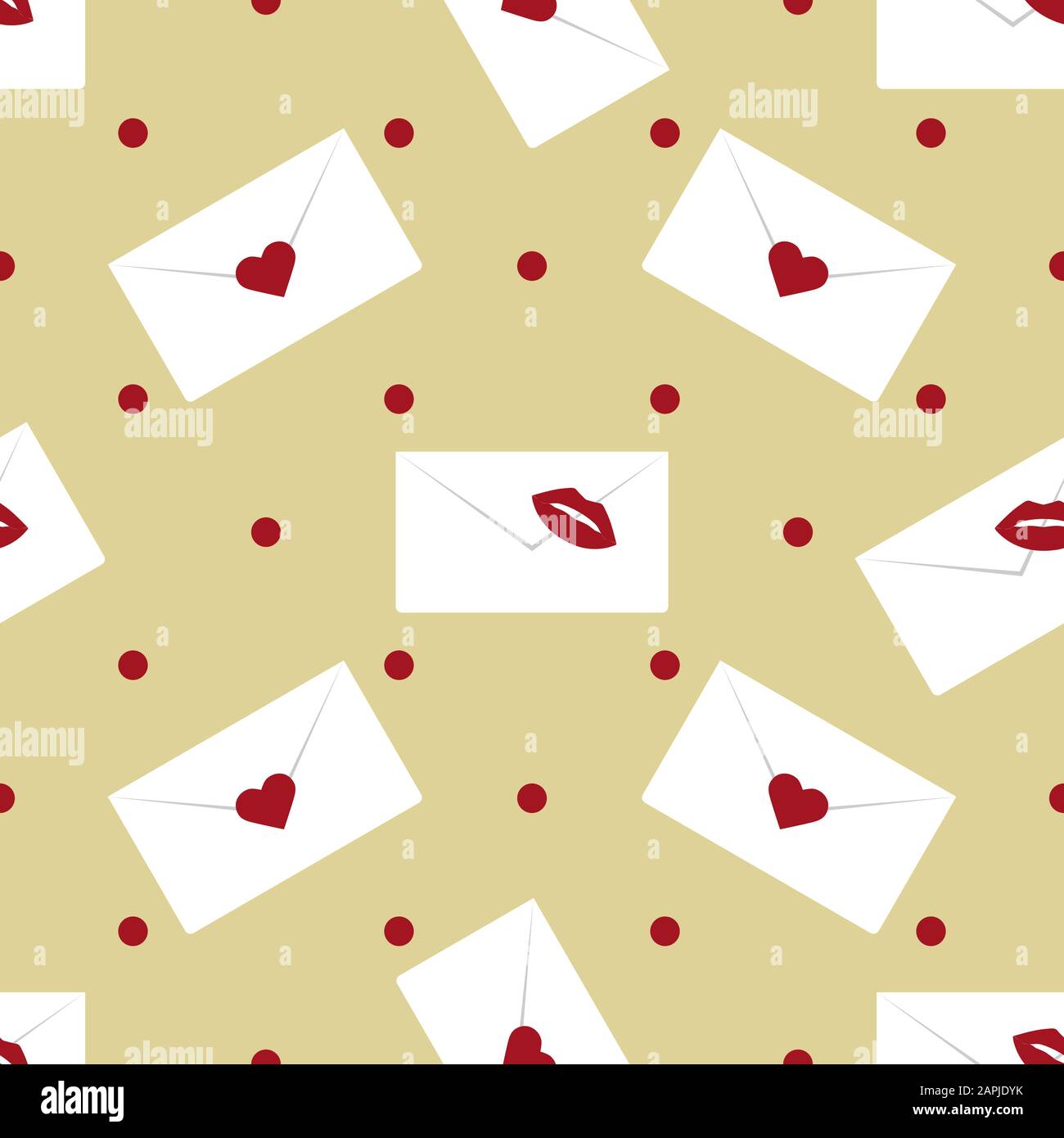Vector seamless pattern Happy Valentine's Day. Envelope with lipstick ...