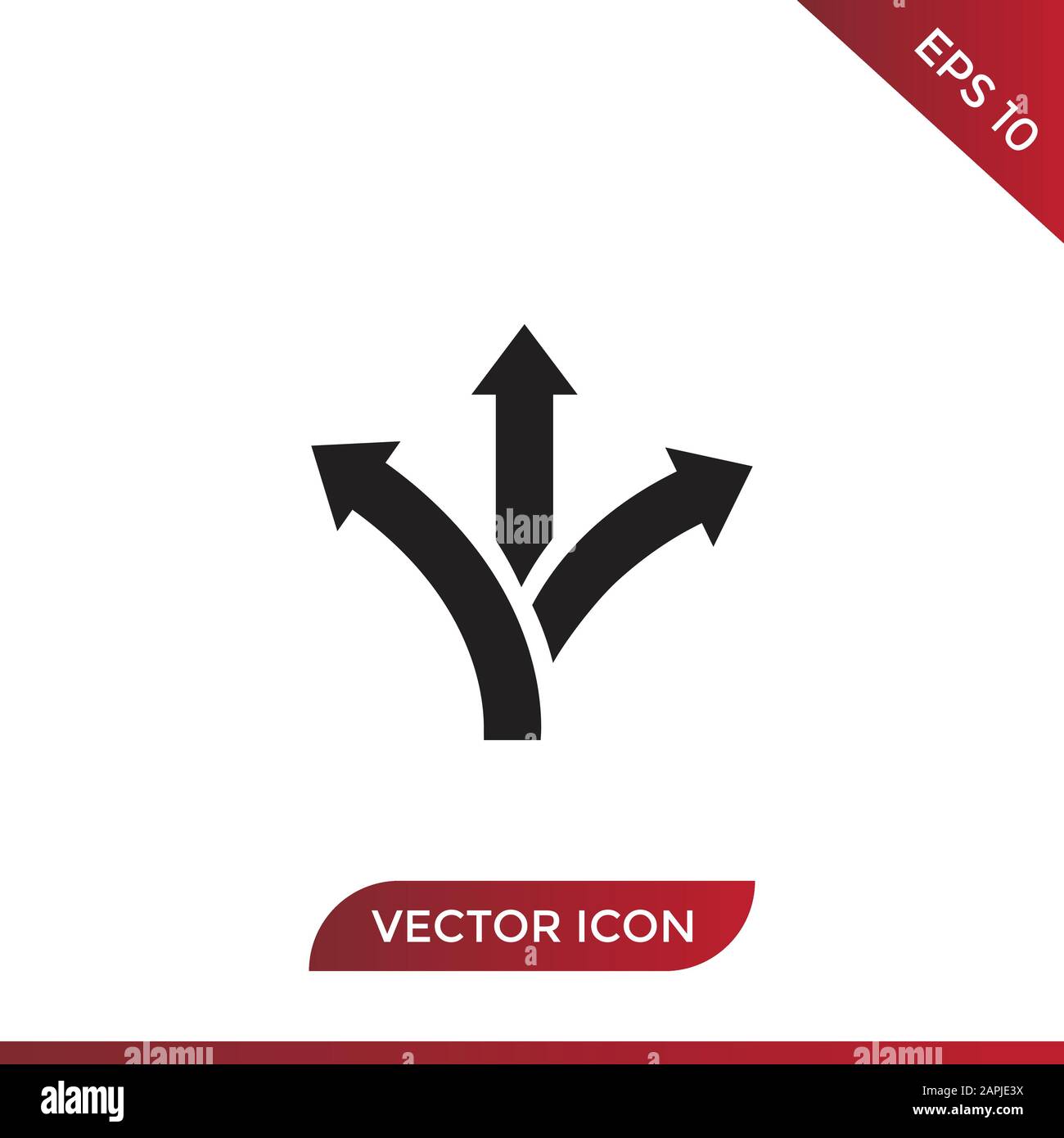 Three way direction arrow vector icon in modern design style for web ...