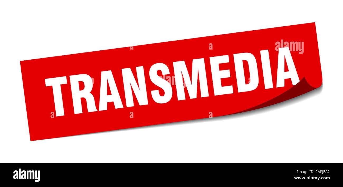 transmedia sticker. transmedia square sign. transmedia. peeler Stock ...