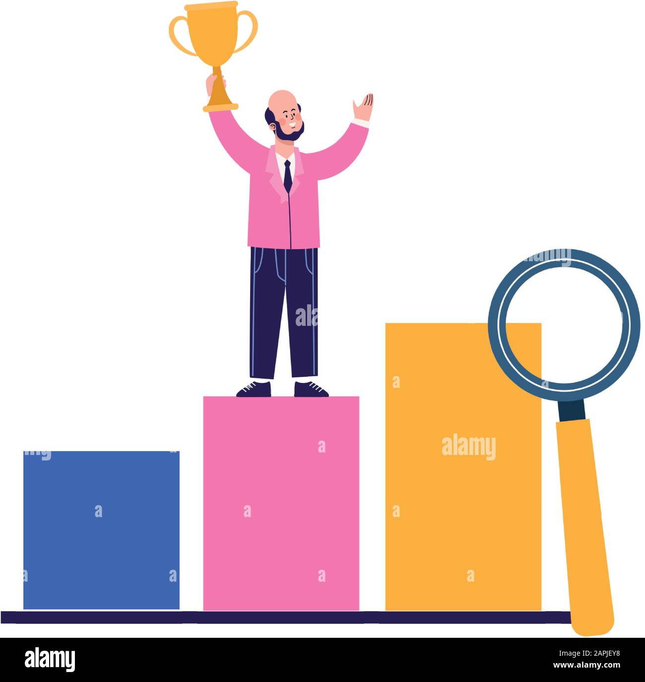 Happy businessman colorful chart Cut Out Stock Images & Pictures - Alamy