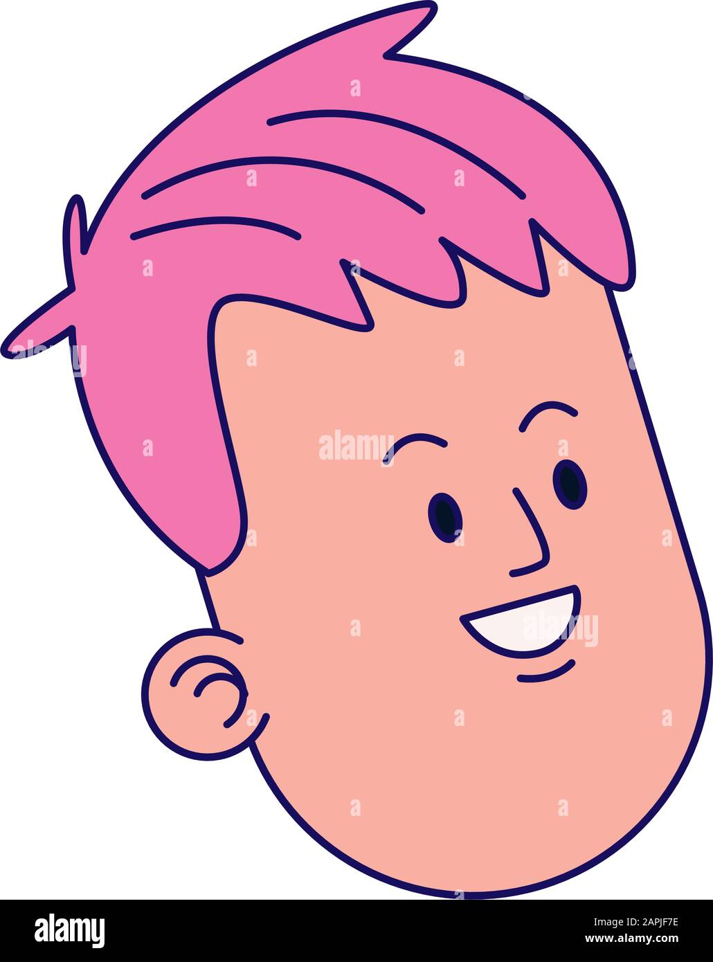 cartoon man with pink hair icon, colorful design Stock Vector Image ...
