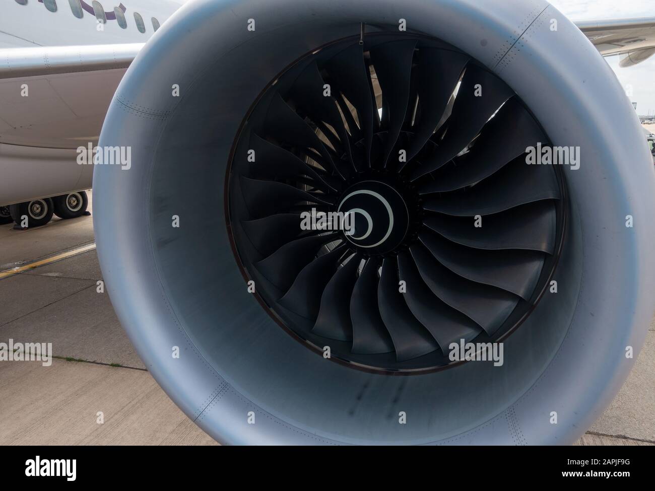 Airplane engine turbine close up Stock Photo - Alamy