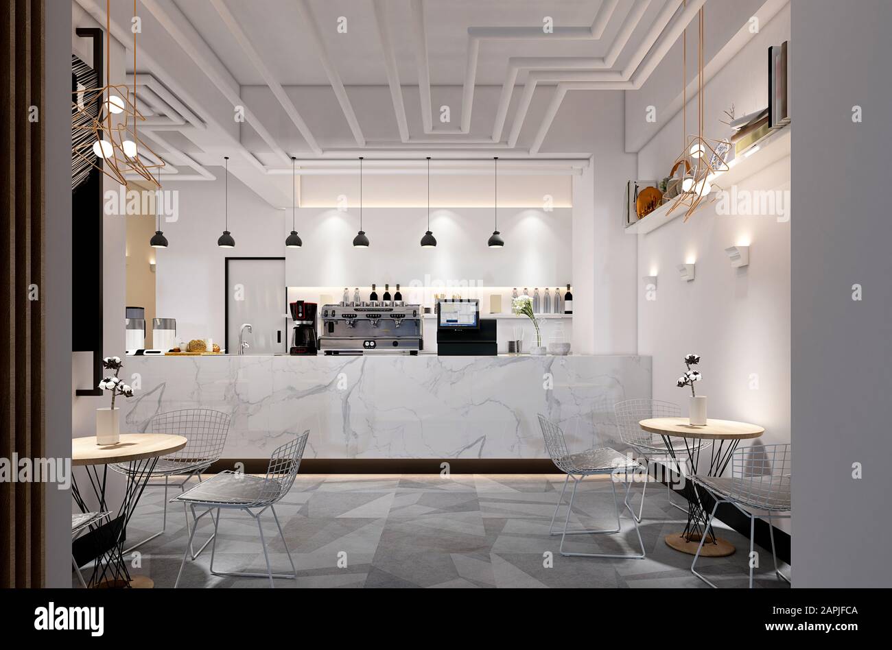 3d render of cafe house, interior Stock Photo - Alamy