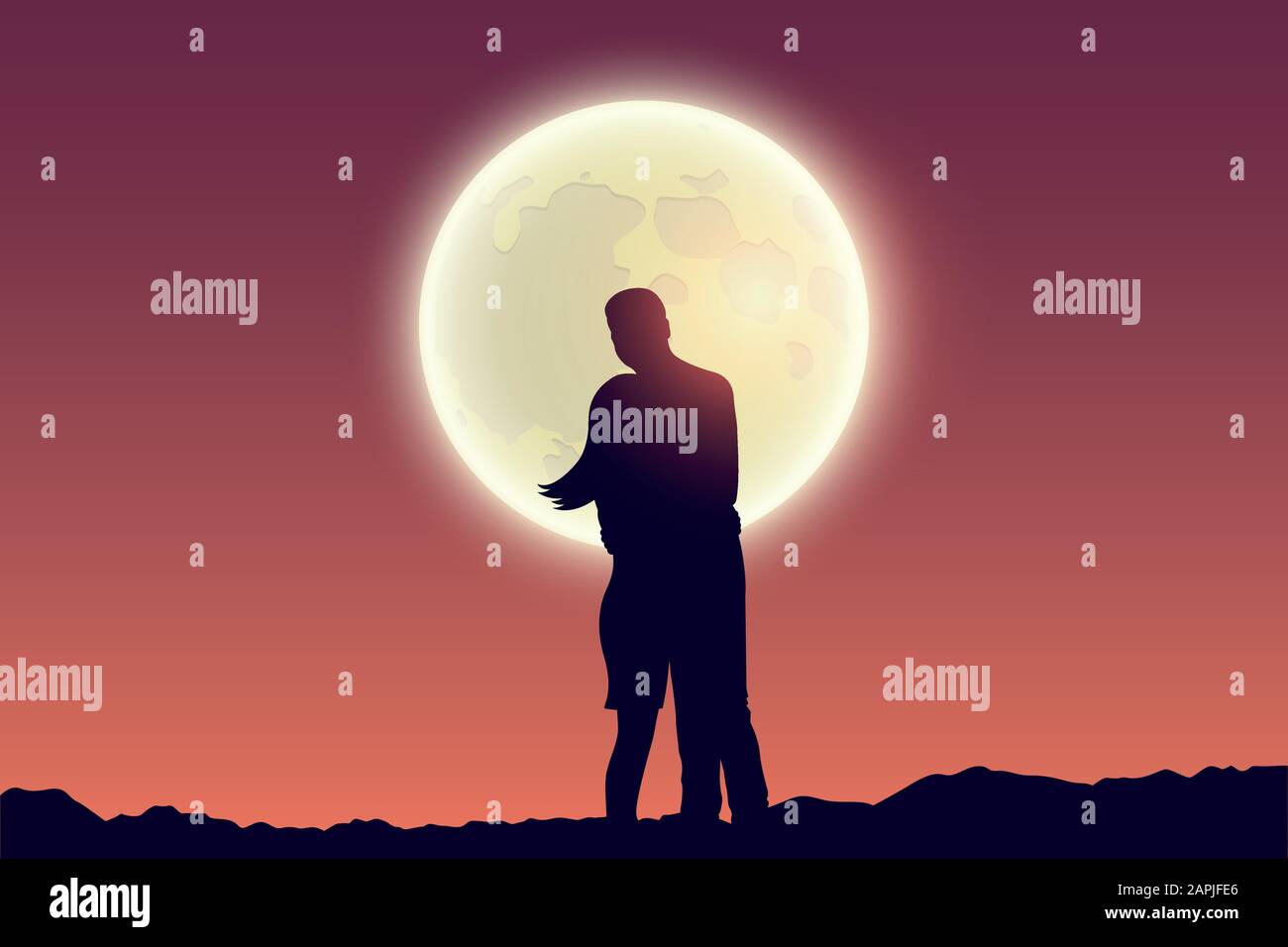 Love couple in moonlight hi-res stock photography and images - Alamy
