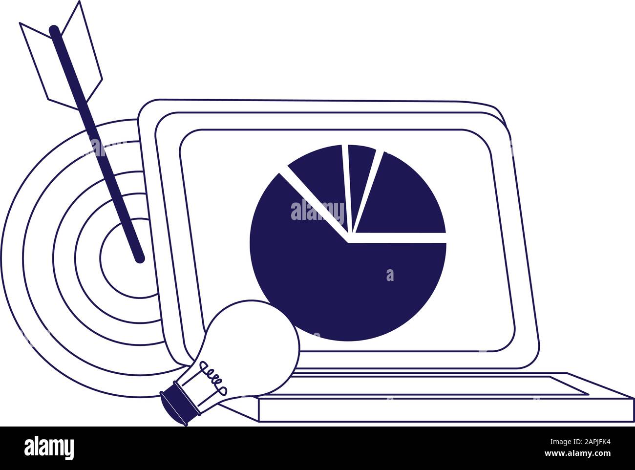 target, bulb and laptop computer, flat design Stock Vector Image & Art ...